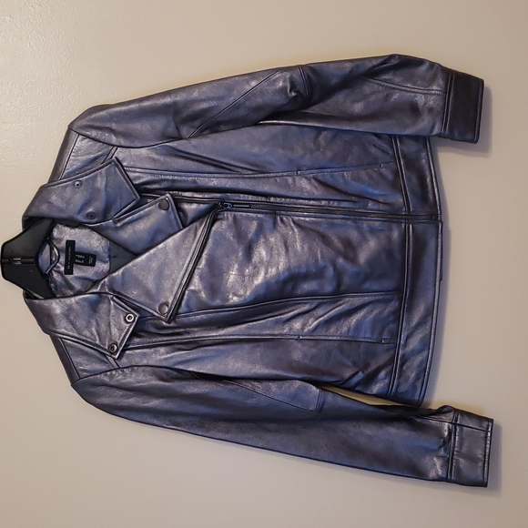 H by Halston | Jackets & Coats | H By Halston Metallic Leather ...